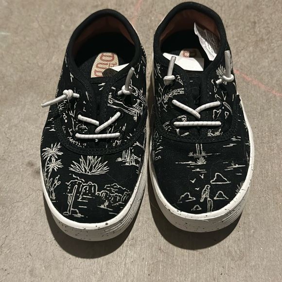 Shoes | Hey Dude Black And White Palm Tree Design Slip On Shoes | Poshmark